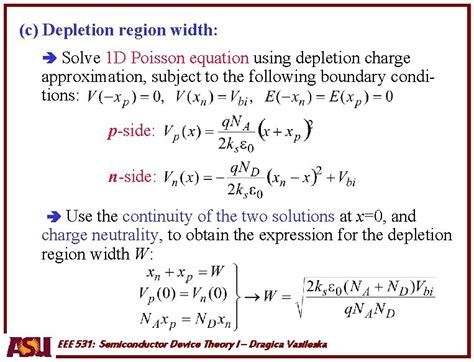 Pn Junctions Theory Dragica Vasileska Department Of Electrical