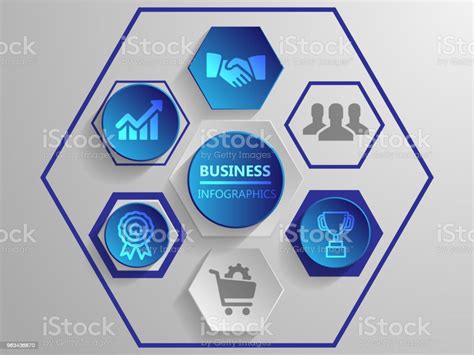 비즈니스 Infographics 육각형 6 단계 개념 및 비즈니스 아이콘 다이어그램의 요소를 추상화 Infographic 위한 창조적인 개념입니다 개념에 대한 스톡 벡터