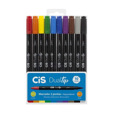 Cis Marcador Cis Dual Tip 10 Cores Papelaria Importado Usa