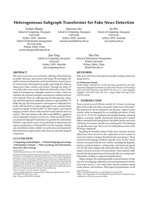 Heterogeneous Subgraph Transformer For Fake News Detection Pdf Cognitive Science Learning