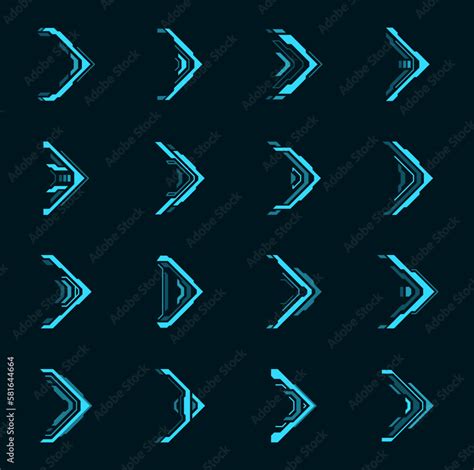 HUD Futuristic Arrow Cursors Interface Navigation Neon Buttons Vector Virtual Panel Control