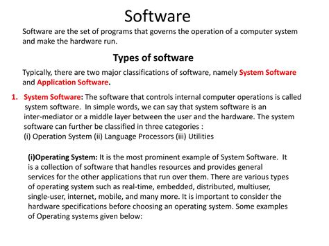 Computer System Organization Unit I Chapter PPTX Operating Systems Computer Software And