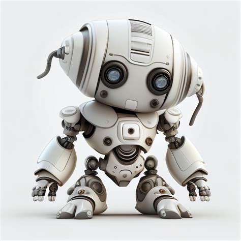 제너레이티브 Ai 기술로 생성된 고립된 배경의 작고 귀여운 로봇의 캐릭터 디자인 프리미엄 사진