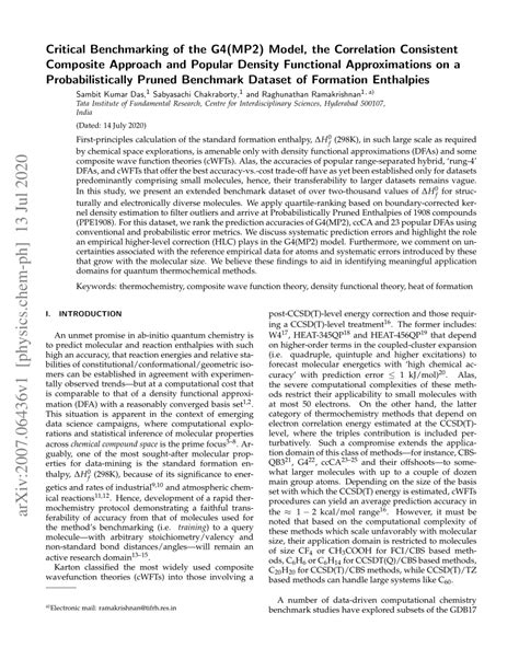 Pdf Critical Benchmarking Of The G4mp2 Model The Correlation