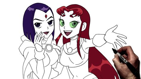 How To Draw Raven And Starfire