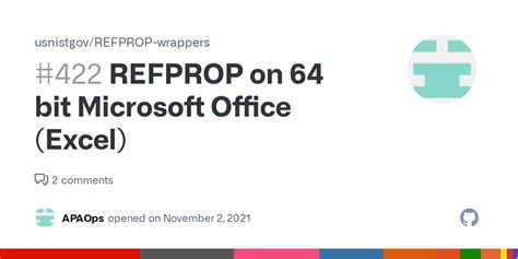 Refprop On 64 Bit Microsoft Office Excel · Issue 422 · Usnistgov