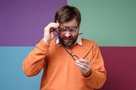Premium Photo Man With A Strange Expression On Face In A Stupor He