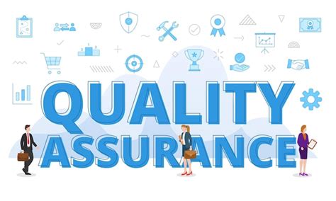 Premium Vector Qa Quality Assurance Concept With Big Words And People Surrounded By Related