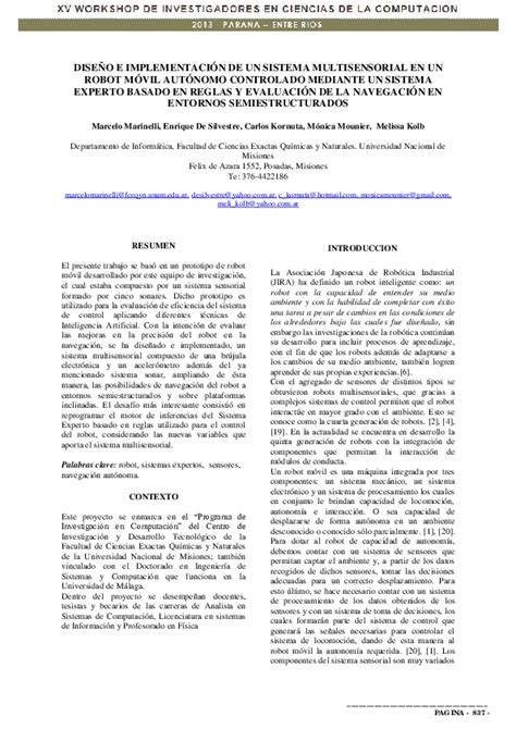 Pdf Diseño E Implementación De Un Sistema Multisensorial En Un Robot