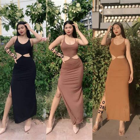 Cassandra Cut Out Long Dress Knit Shopee Philippines