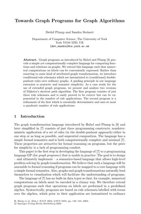 Pdf Towards Graph Programs For Graph Algorithms