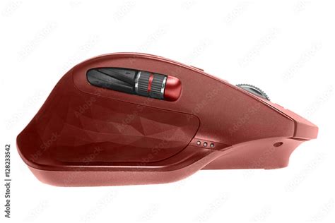 Wireless Computer Mouse Red Color Isolated On White Background Stock