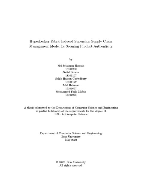 Hyperledger Fabric Induced Supershop Supply Chain Pdf