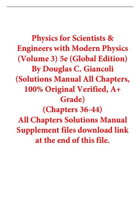 Solutions Manual For Physics For Scientists And Engineers With Modern
