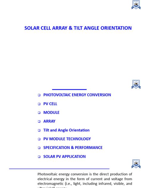 Solar Cell Array Tilt Angle Orientation Pdf Photovoltaics Solar Panel