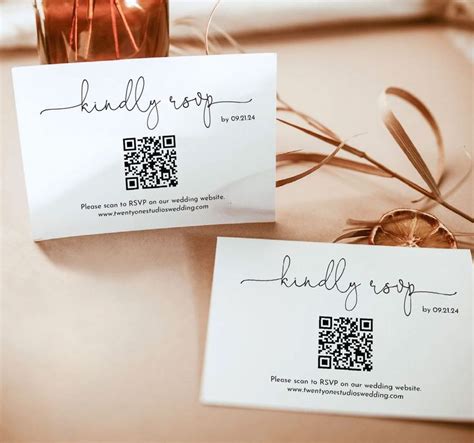 QR Code Response Card RSVP Online Modern Wedding Reply Card Minimalist QR Code Response Card