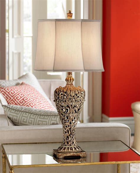 Elle Carved Antique Gold Classic Table Lamp 3j928