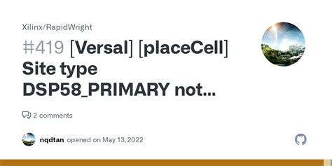 Versal PlaceCell Site Type DSP PRIMARY Not Supported For Cell Type DSP XXX Issue
