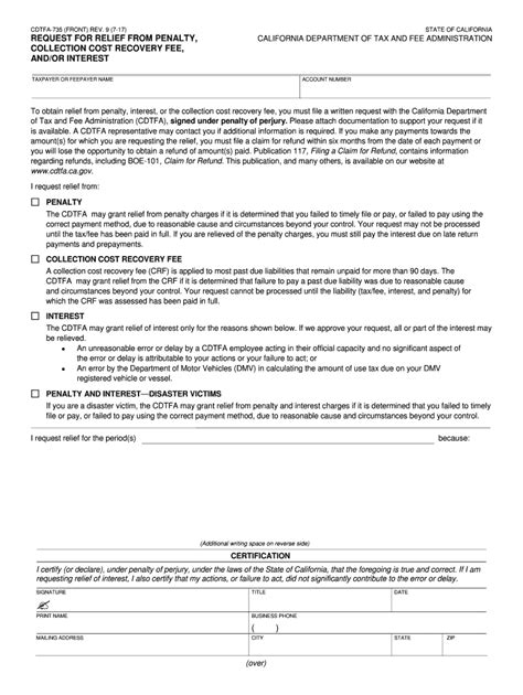 735 Cdtfa 2017 2025 Form Fill Out And Sign Printable Pdf Template