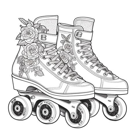 Rockin Roller Skates Coloring Page Etsy