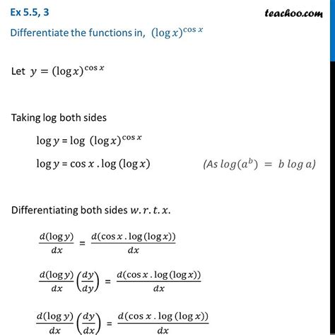 Ex 55 3 Differentiate The Function Log Xcos X Teachoo