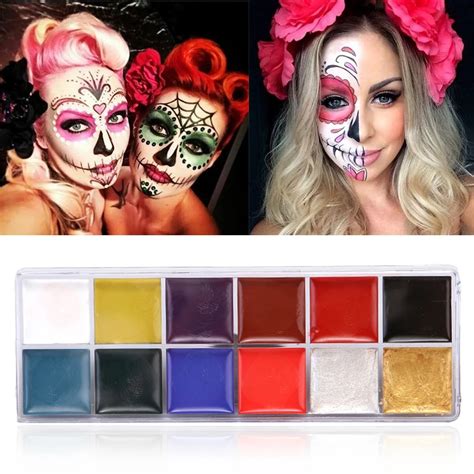 12 цветов макияж на Хэллоуин вечерние многоцветные флеш тату краска для лица краска для