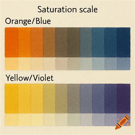 A Saturation Scale Chart For Orangeblue And Yellowviolet Colors