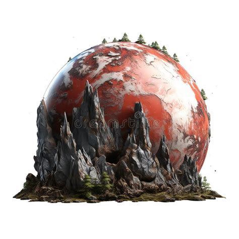 An Alien Planet With Trees On A White Background Stock Illustration