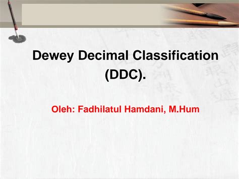 Solution Klasifikasi Dewey Decimal Classification Ddc Studypool