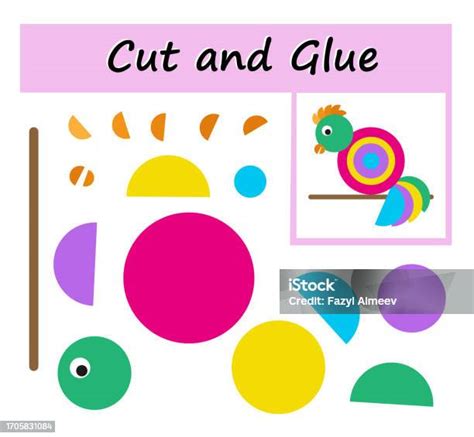 아이들을 위한 교육용 종이 게임 이미지의 일부를 잘라내어 종이에 붙입니다 Diy 워크시트 0명에 대한 스톡 벡터 아트 및 기타 이미지 Istock