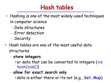 ppt efficient hash table implementation for distinct integer storage powerpoint presentation
