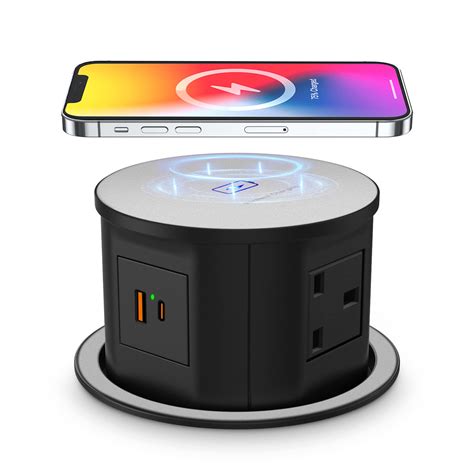 Buy Automatic Pop Up Power Socket With 15W Wireless Charger Pop Up Plug Extension Socket Safe