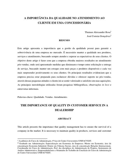 Thainan Alexsander Rosa A ImportÂncia Da Qualidade No Atendimento Ao
