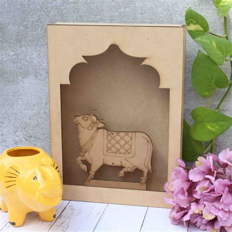 Box Mdf Jharokha With Pichwai Cow Cut Out In Mdf The Point Blank