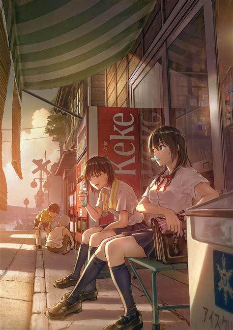 Wallpaper Gadis Anime Karakter Asli Seragam Sekolah Matahari