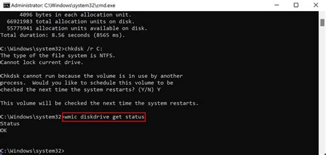 wmic diskdrive get status