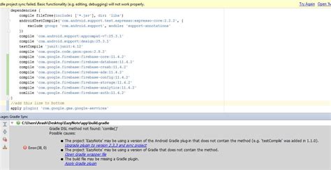 Android Gradle Error With Com Google Firebase Firebase Auth 11 4 2 Compile Stack Overflow