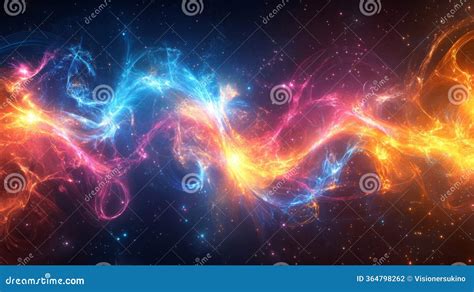 Energy Net Flows Dot Particle Lines Penetrating Fog Neon Lights Plexus Of Knots Curved Node