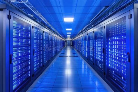 Modern Data Center With Blue Illumination Stock Image Image Of Infrastructure Center 326372863