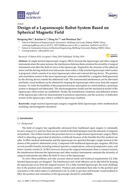 Pdf Design Of A Laparoscopic Robot System Based On Spherical Magnetic Field