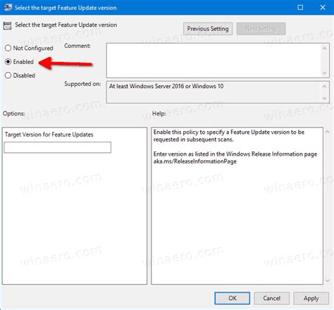 Set Target Windows Version To Stay On Or Upgrade To