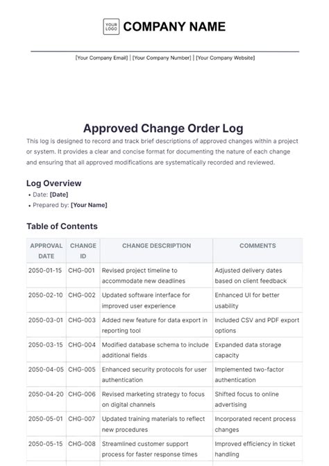Free Order Log Templates Editable And Printable