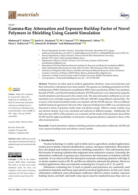 Pdf Gamma Ray Attenuation And Exposure Buildup Factor Of Novel Polymers In Shielding Using