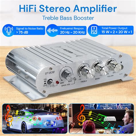 Jual Amplifier Mini Amplifier Mobil Mini Hifi Stereo Amplifier Treble Bass Booster St 838