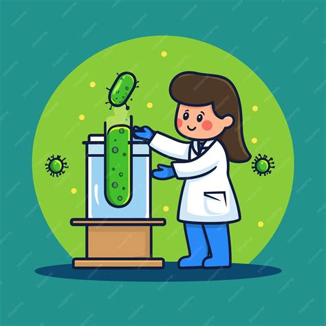 cute microbiologist culturing bacteria cartoon vector icon premium ai