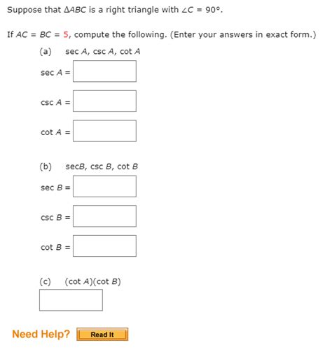 Solved Suppose That AABC Is A Right Triangle With C Chegg Com