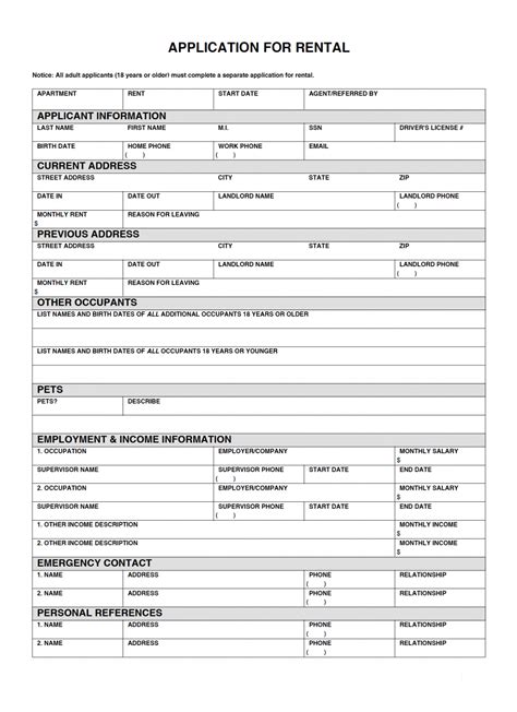 California Rental Application Form Pdf Form Example Download
