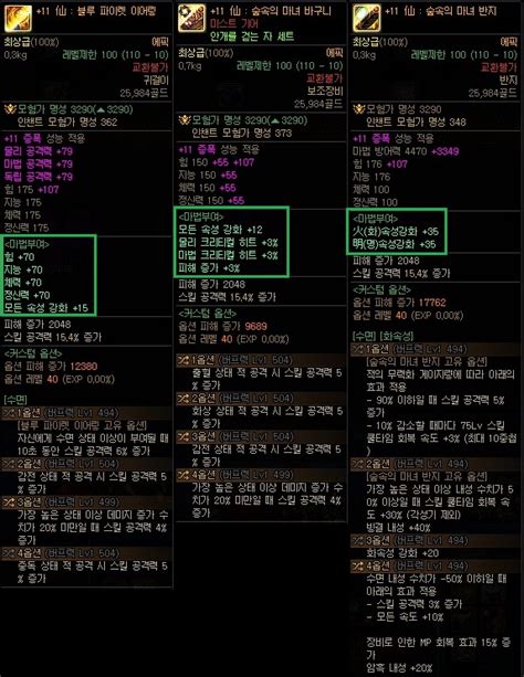 던전앤파이터 No1 커뮤니티 던전앤파이터 게임조선 공략 장비 옵션을 하나 더 던파 몬스터 카드 및 마법부여 정보