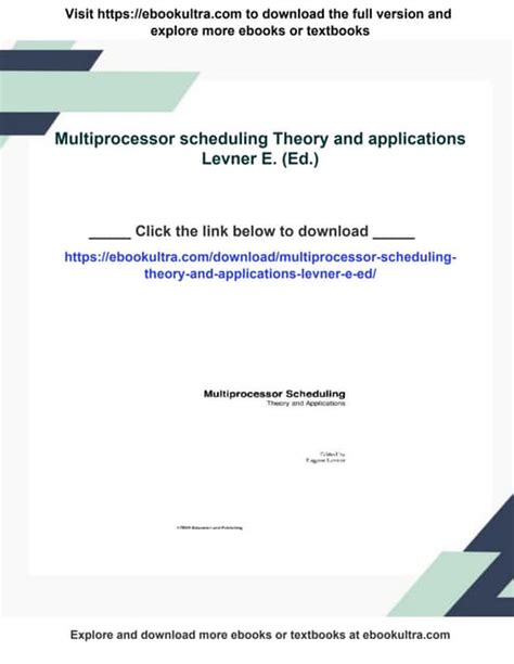 Multiprocessor Scheduling Theory And Applications Levner E Ed Pdf