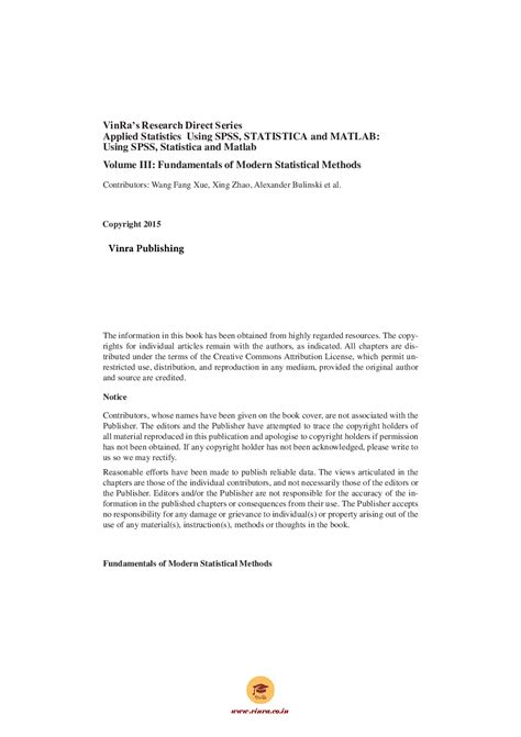 Download Fundamentals Of Modern Statistical Methods Vol 3 Pdf Online